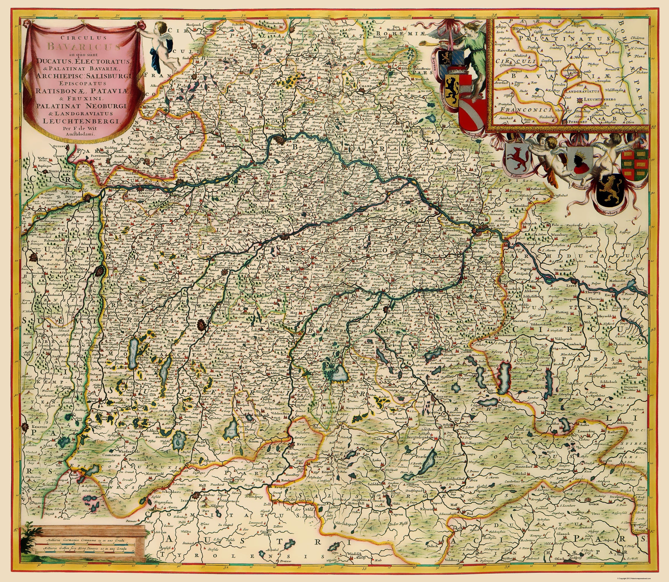 Historic Map Bavaria Region Germany De Wit 1688 23 X 26 45 Vin Historic Map Bavaria Region Germany De Wit 1688 23 X 26 45 Vin