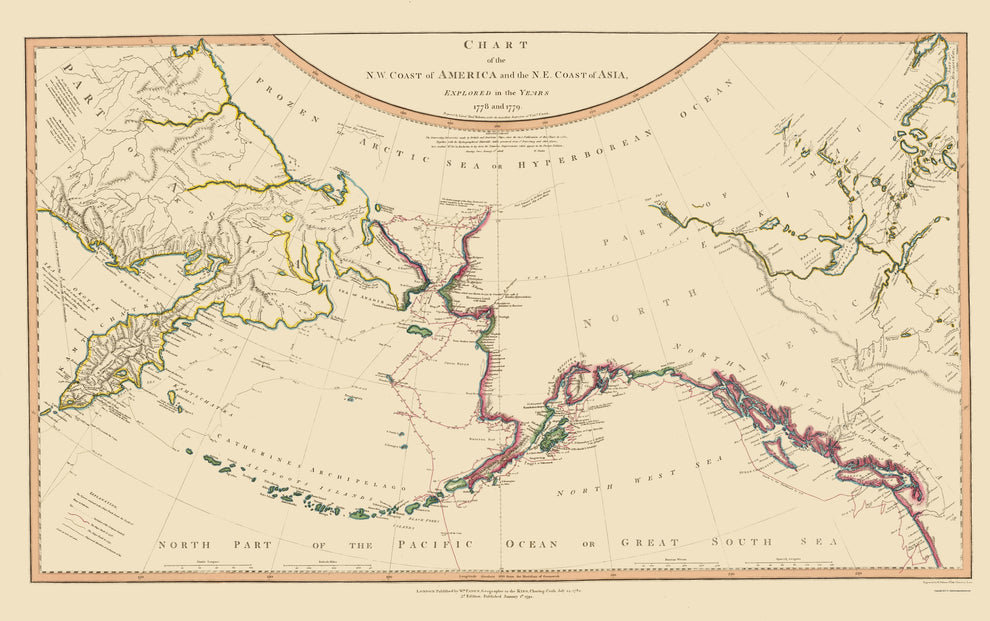 Historic State Map - Alaska North East Asia - Faden 1794 - Vintage Wal ...