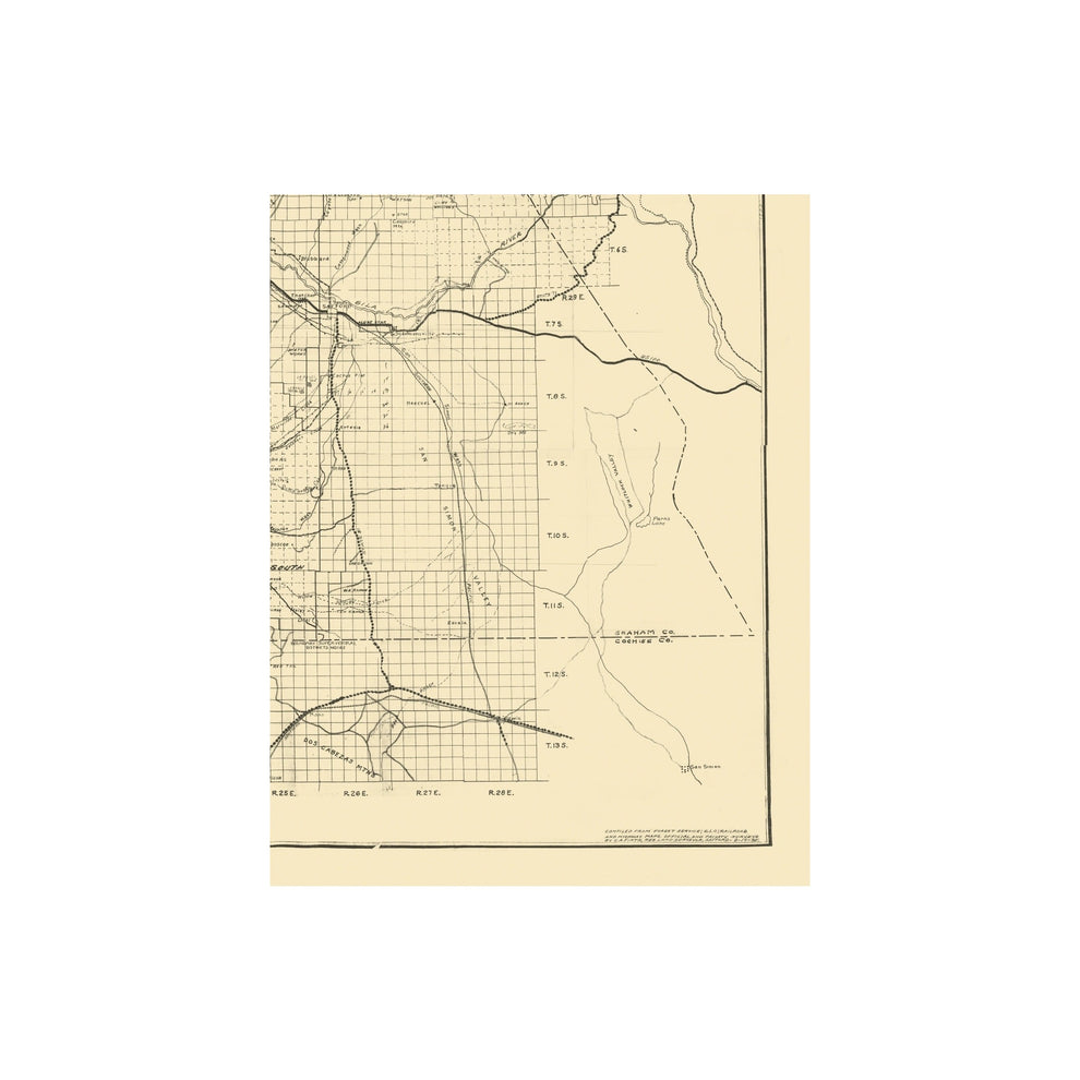 Historic County Map - Graham County Arizona - Firth 1935 - 23 x 29.44 ...