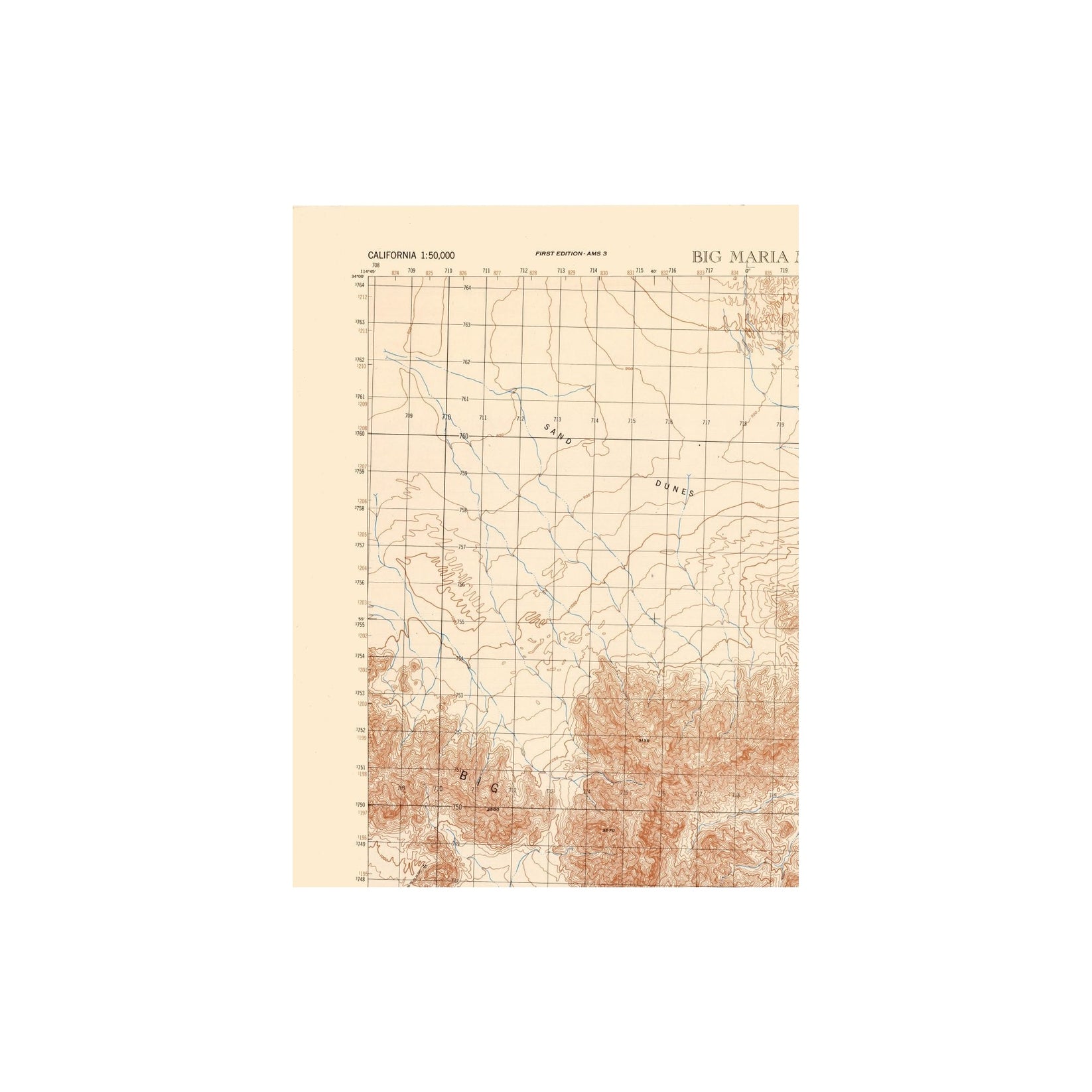 Topographical Map - Big Maria Mountains Sheet - US Army 1944 - 23 x 31 ...