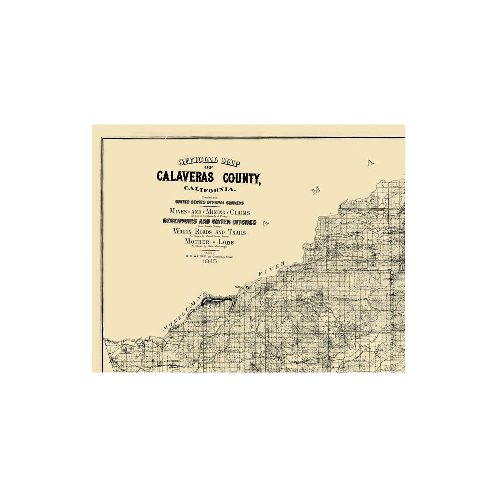 Historic Mine Map - Calaveras County California Mines - Walkup 1845 ...