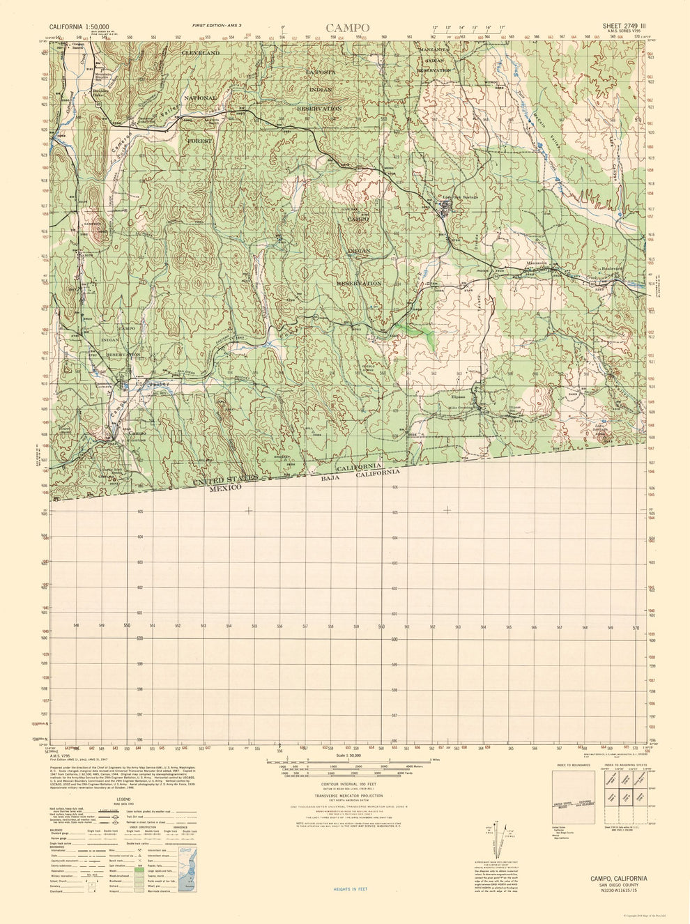 Topographical Map - Campo Sheet - US Army 1942 - Vintage Wall Art ...