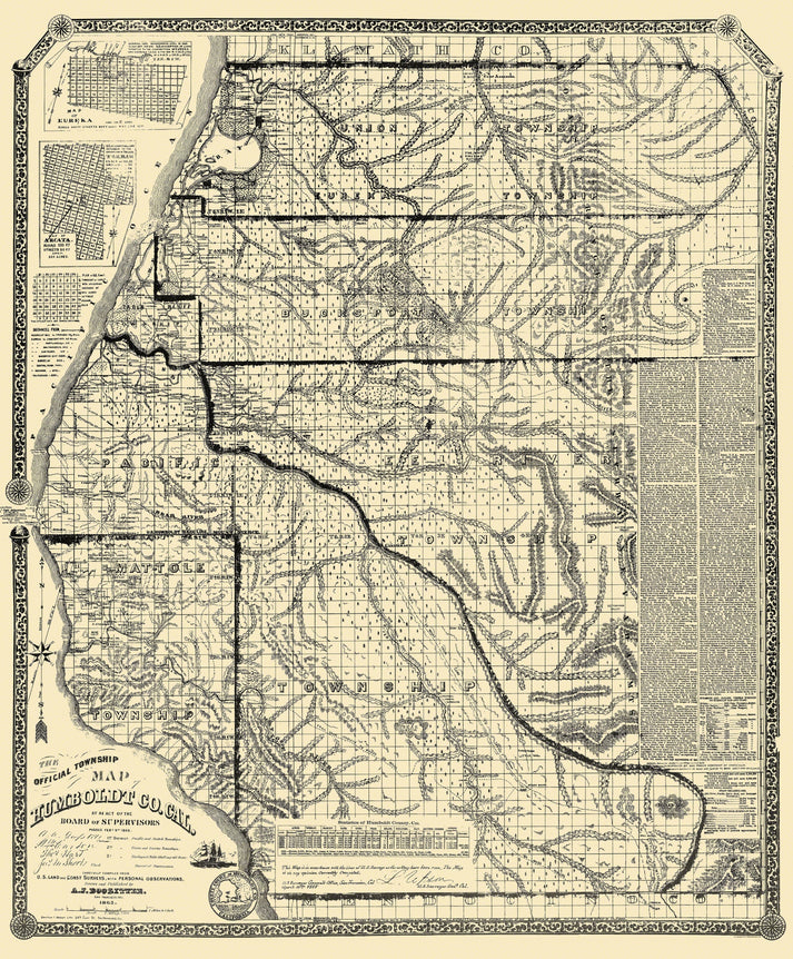 Historic County Map - Humboldt County California - Doolittle 1865 - Vi ...