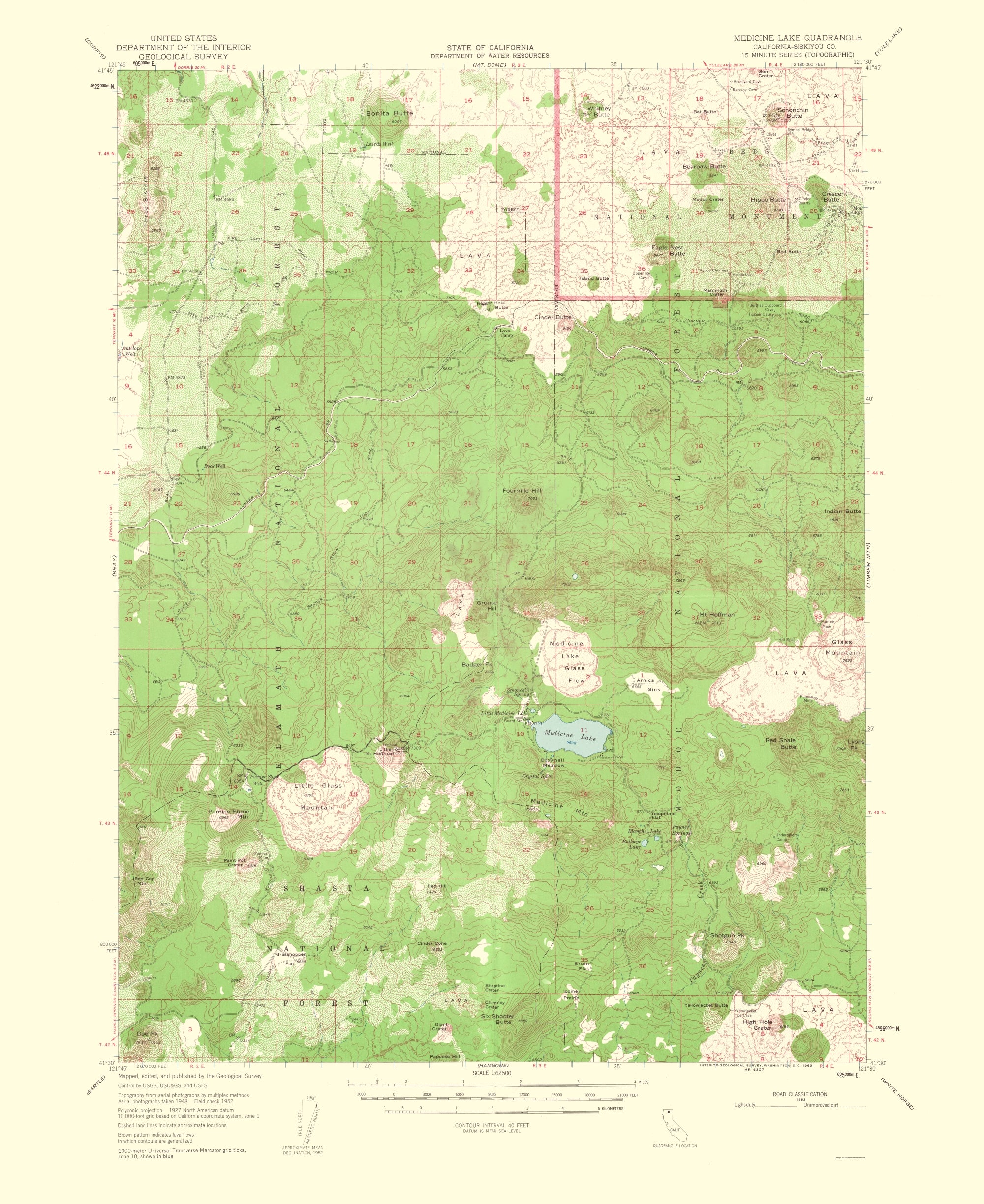 Topographical Map - Medicine Lake California Quad - USGS 1953 - 23 x 2 ...