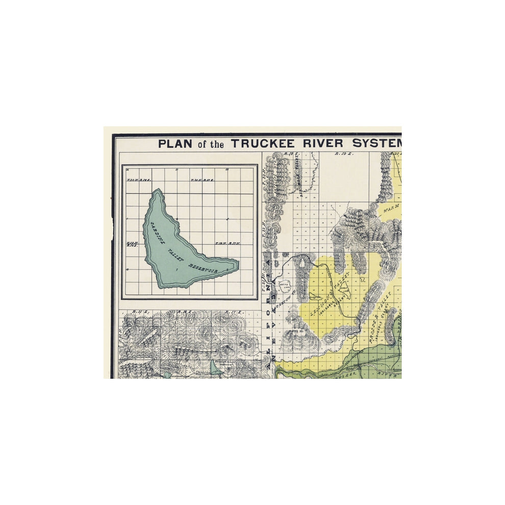 Historic Nautical Map - Truckee River System - Newlands 1890 - 27.19 x ...