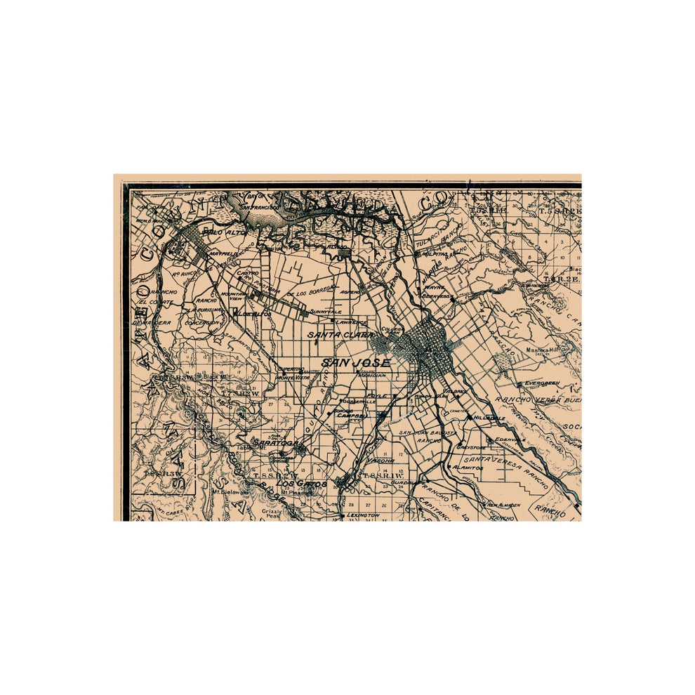 Historic County Map - Santa Clara County California - Denny 1913 - 31 ...