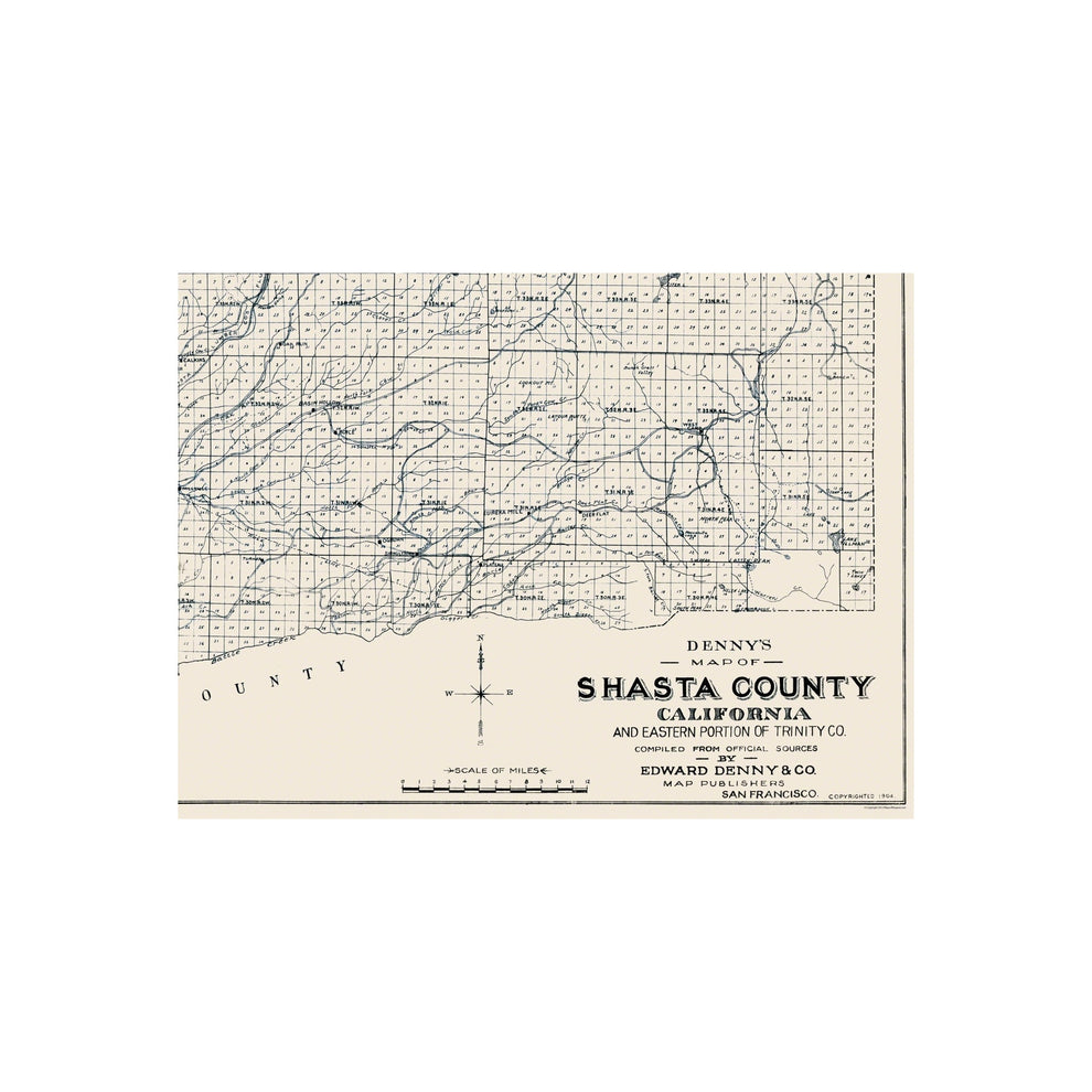 Historic County Map - Shasta County California - Denny 1904 - 31 x 23 ...