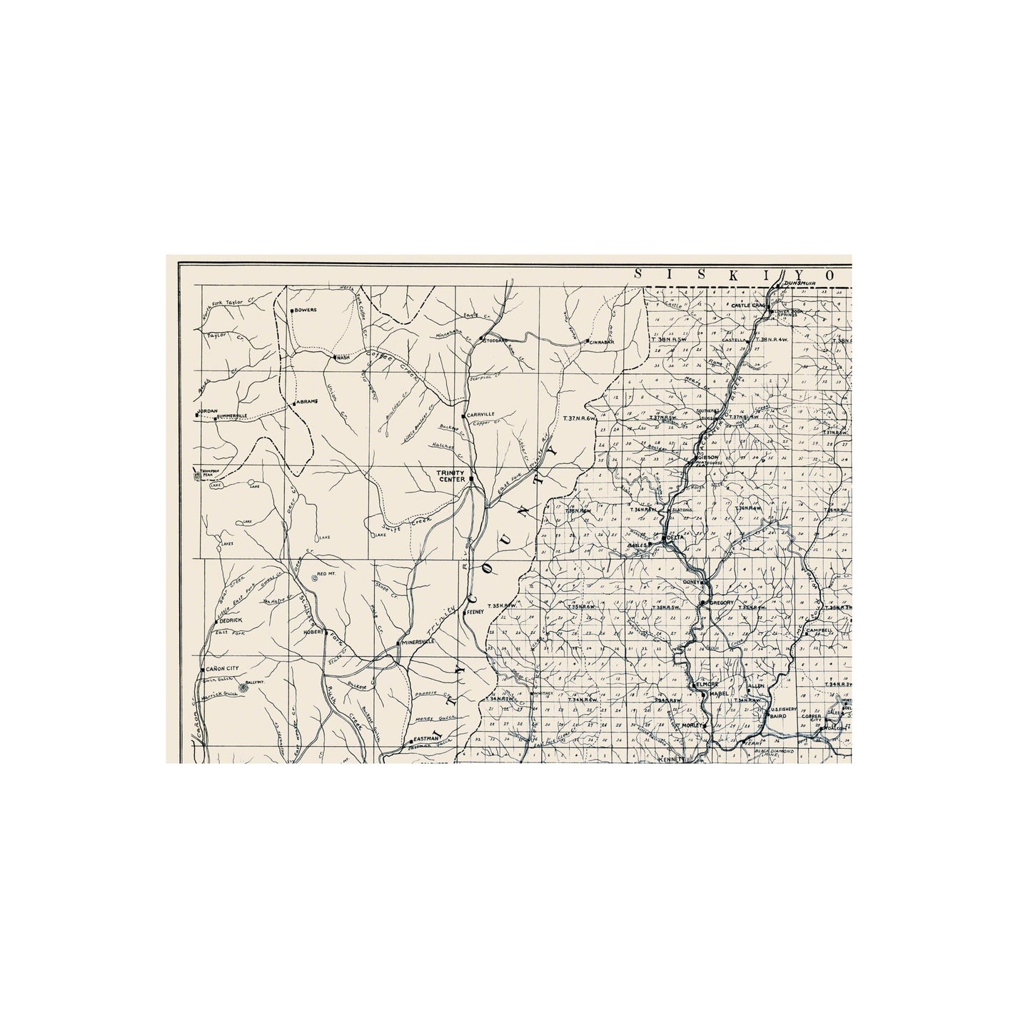Historic County Map - Shasta County California - Denny 1904 - 31 x 23 ...