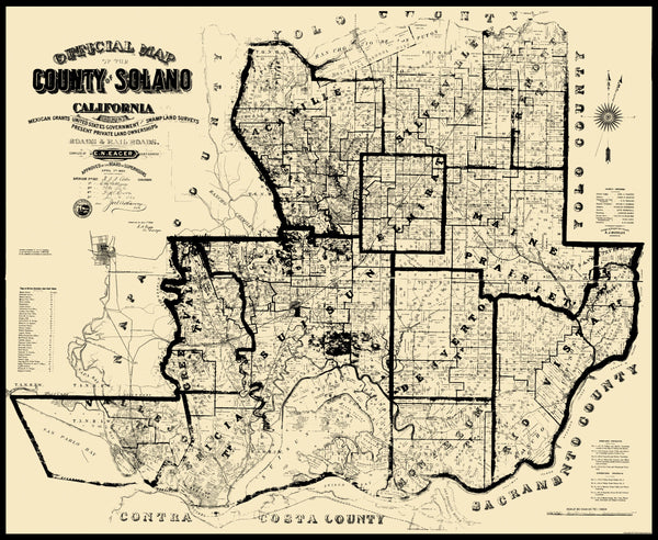 Historic County Map - Solano County California - Eager 1890 - Vintage ...
