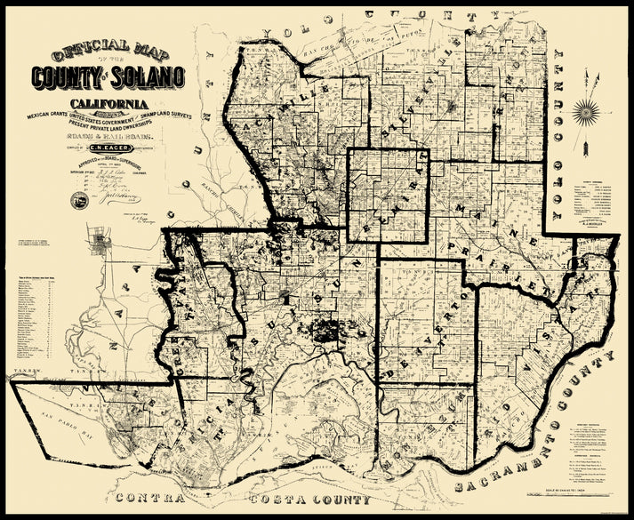 Historic County Map - Solano County California - Eager 1890 - Vintage ...