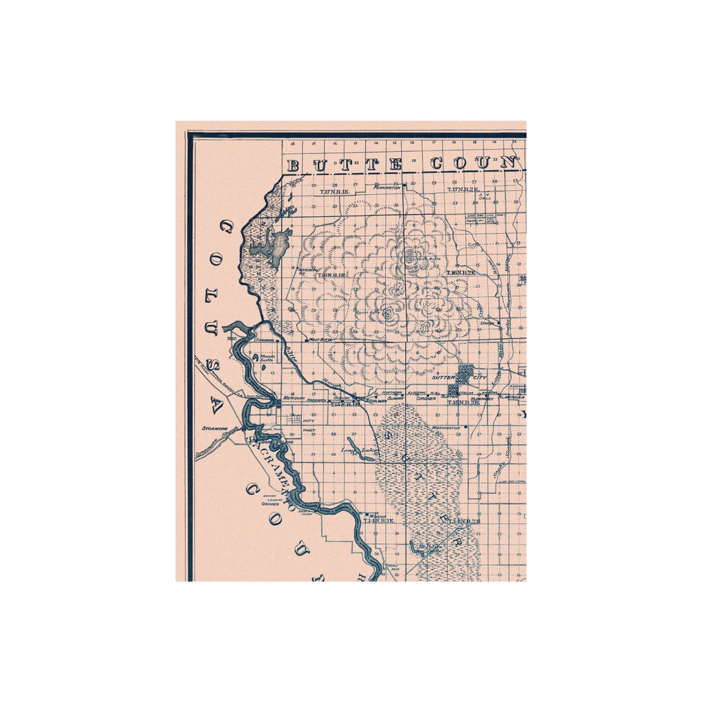 Historic County Map - Sutter County California - Denny 1913 - 23 x 30 ...