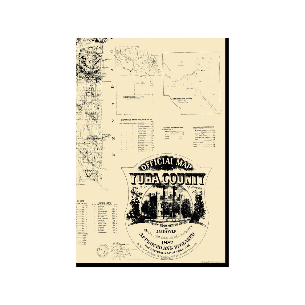 Historic County Map - Yuba County California - Doyle 1887 - 23 x 34.5 ...