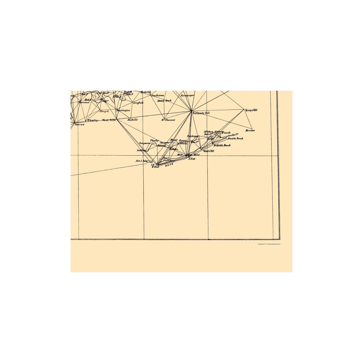 Historic Nautical Map - Long Island Sound Triangulation - USCS 1834 ...