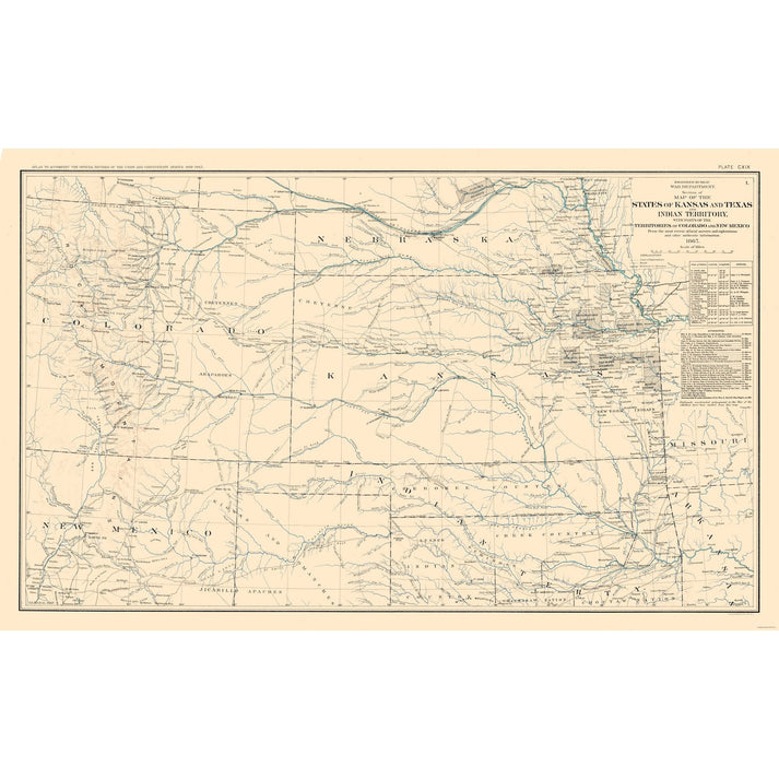 Historical Civil War Map - Kansas Texas Indian Territory 1867 - Bien 1 ...
