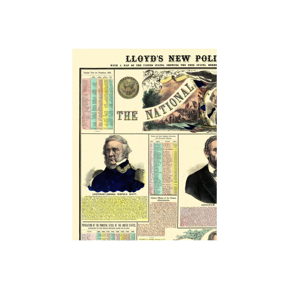 Historical Civil War Map - National Political Chart - Lloyd 1861 - 23 ...