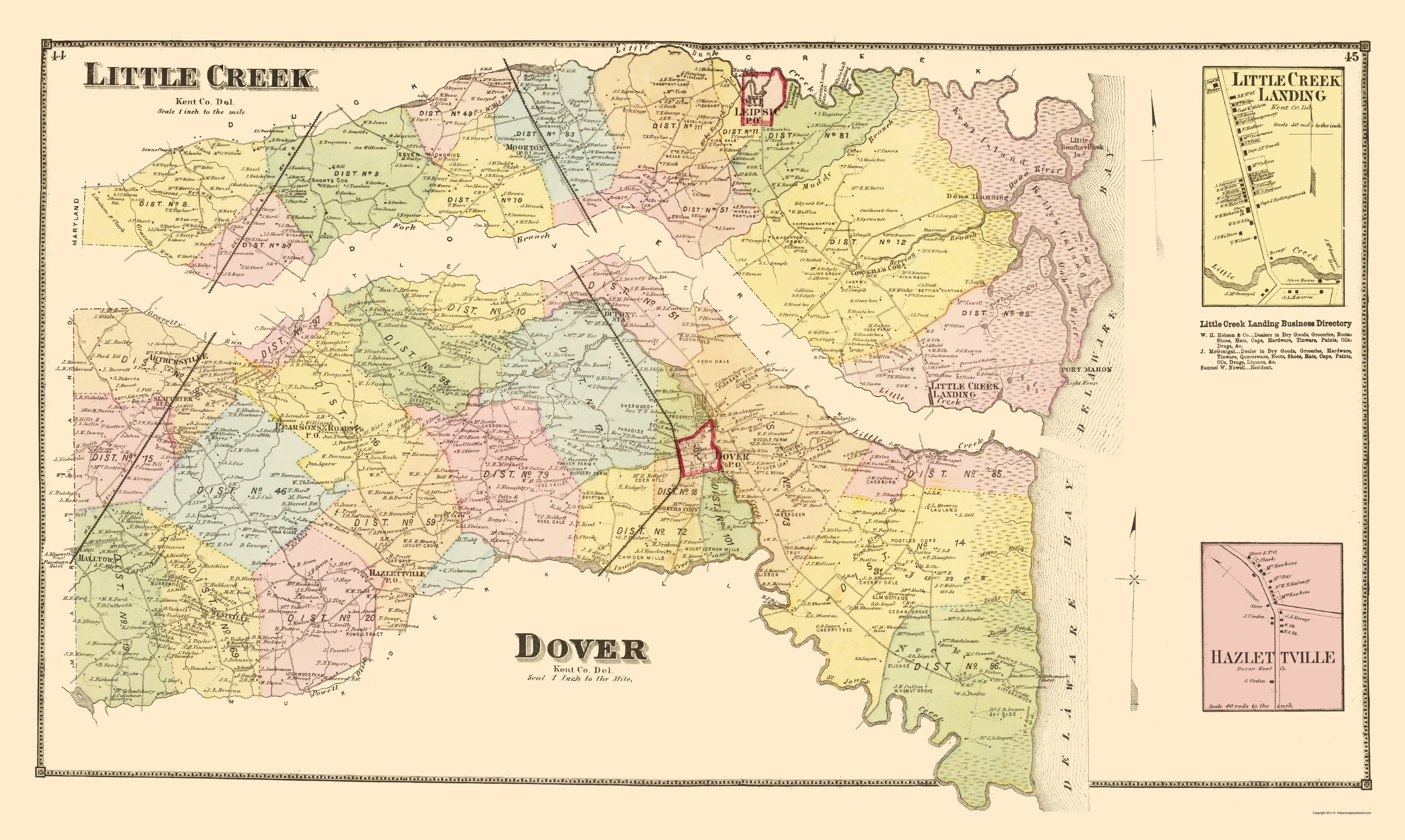 Historic City Map - Little Creek Dover Delaware - Beers 1868 - Vintage ...