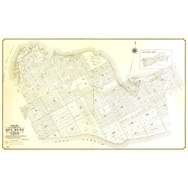 Historic City Map - Key West Florida - Ashe 1906 - Vintage Wall Art ...