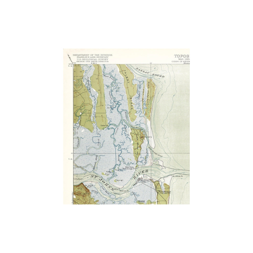 Topographical Map - Mayport Florida Quad - USGS 1918 - 23 x 28.35 - Vi ...