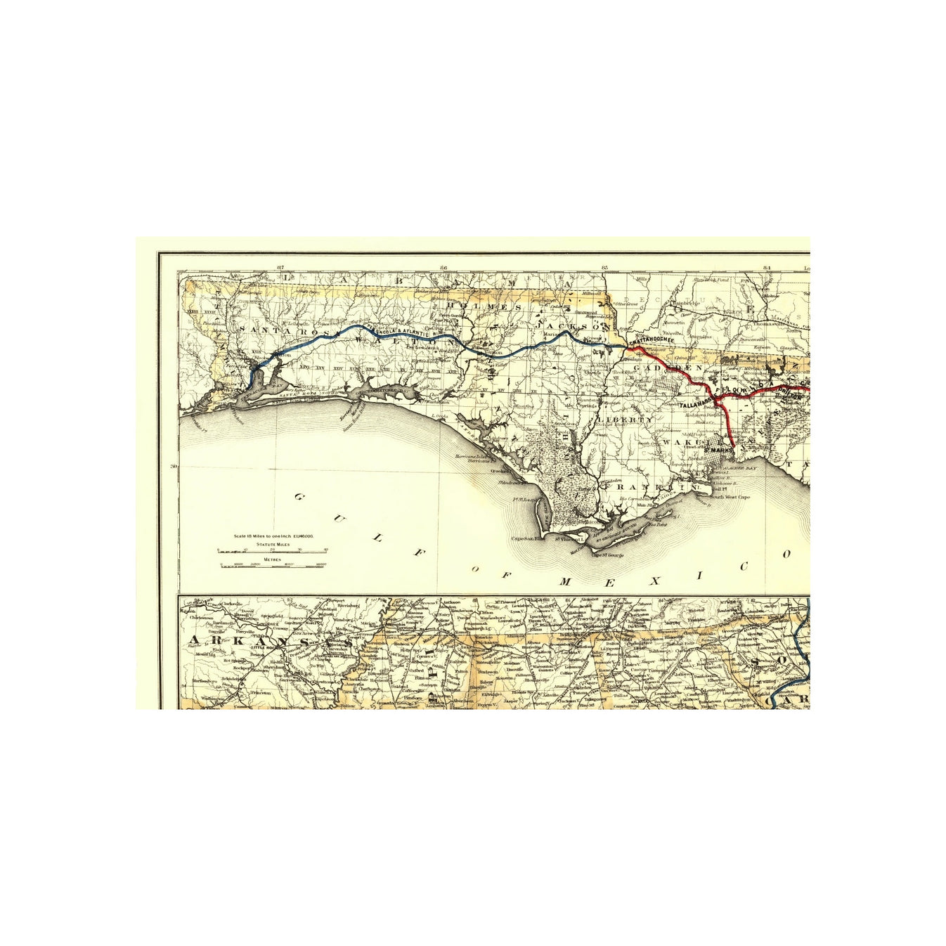 Railroad Map - Florida Transit and Peninsula Railroad 1882 - 23 x 32 ...