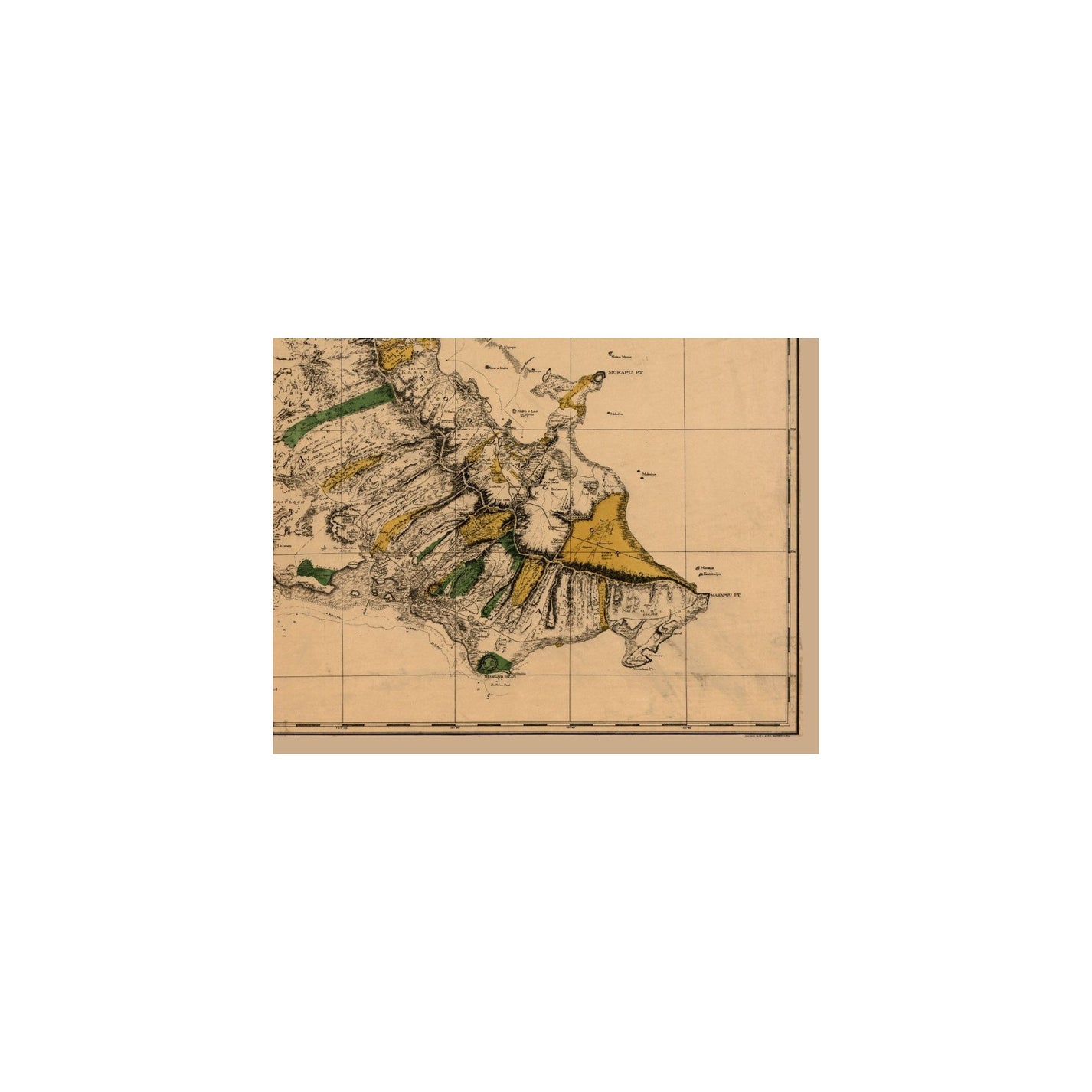 Historic County Map - Oahu County Hawaii - Alexander 1881 - 30.17 x 23 ...