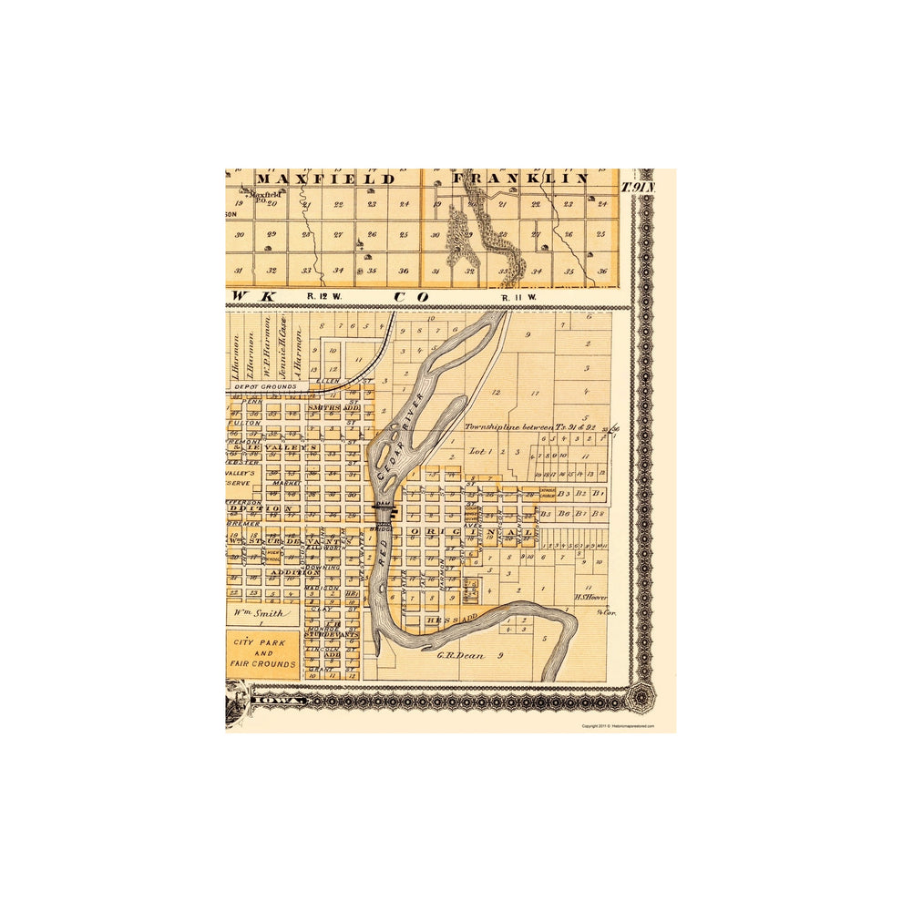 Historic County Map - Bremer County Iowa - Andreas 1874 - 23 x 28.80 ...