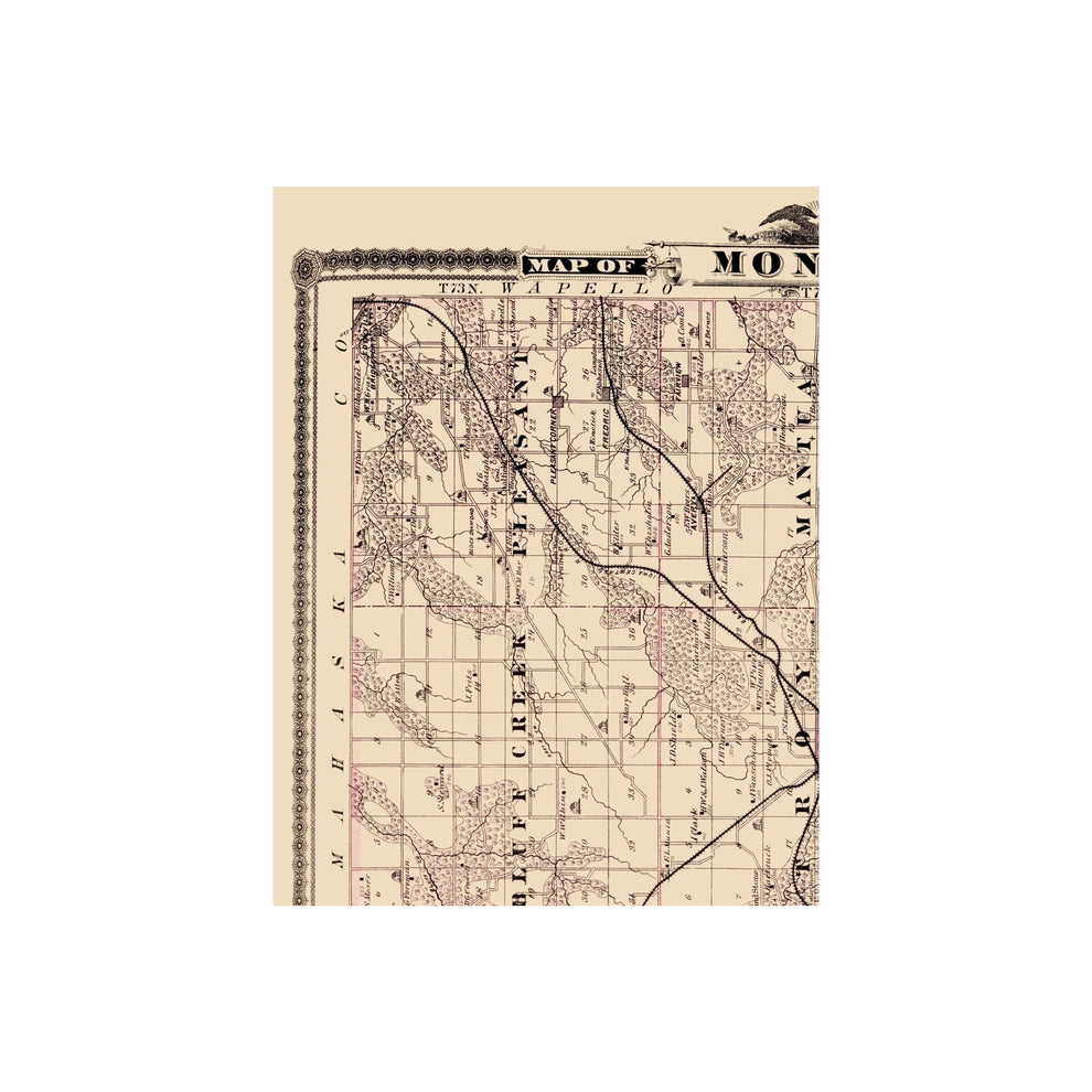 Historic County Map - Monroe County Iowa - Shober 1875 - 23 x 30.29 ...