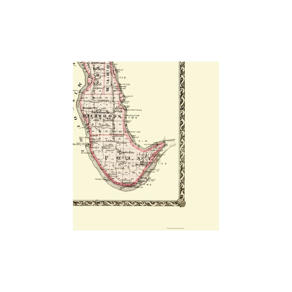 Historic County Map - Calhoun County Illinois - Warner 1876 - 23 x 26 ...