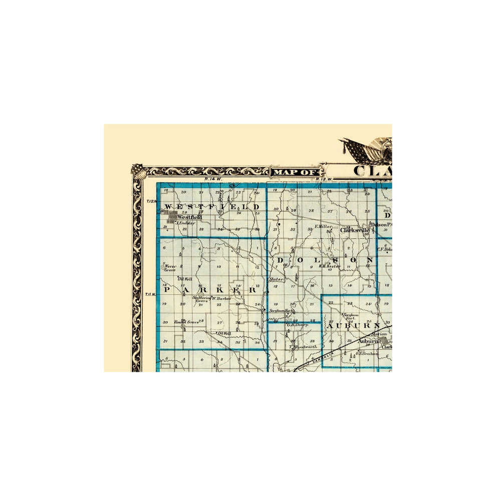 Historic County Map - Clark County Illinois - Warner 1870 - 23 x 26.72 ...