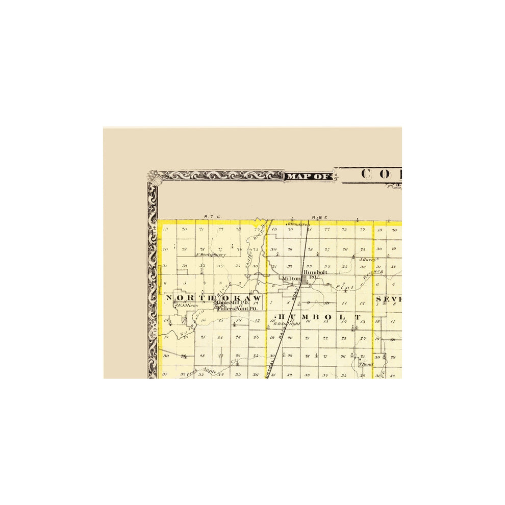 Historic County Map - Coles County Illinois - Warner 1876 - 23 x 27.23 ...
