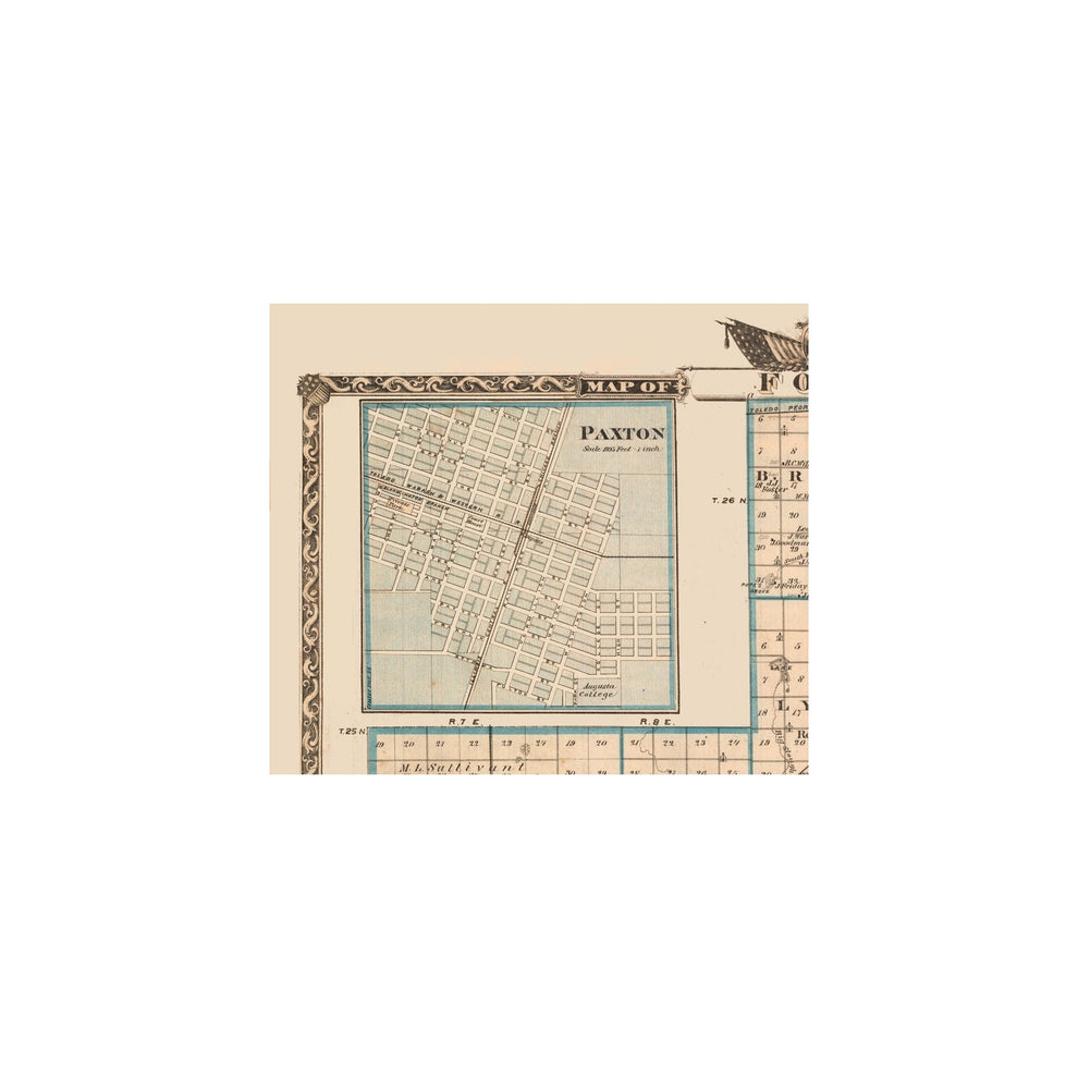 Historic County Map - Ford County Illinois - Warner 1870 - 26.31 x 23 ...