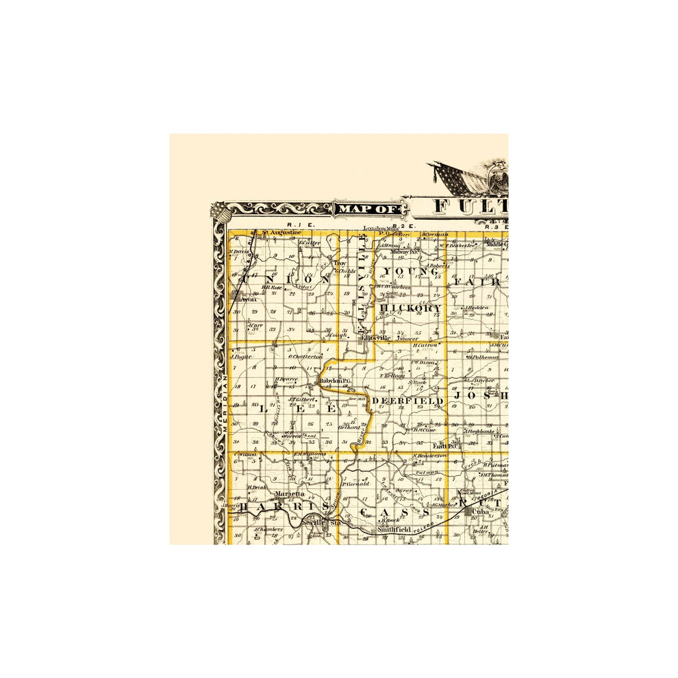 Historic County Map - Fulton County Illinois - Warner 1870 - 23 x 27.8 ...