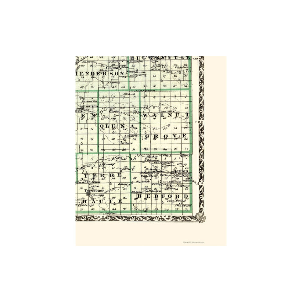 Historic County Map - Henderson County Illinois - Warner 1876 - 23 x 2 ...