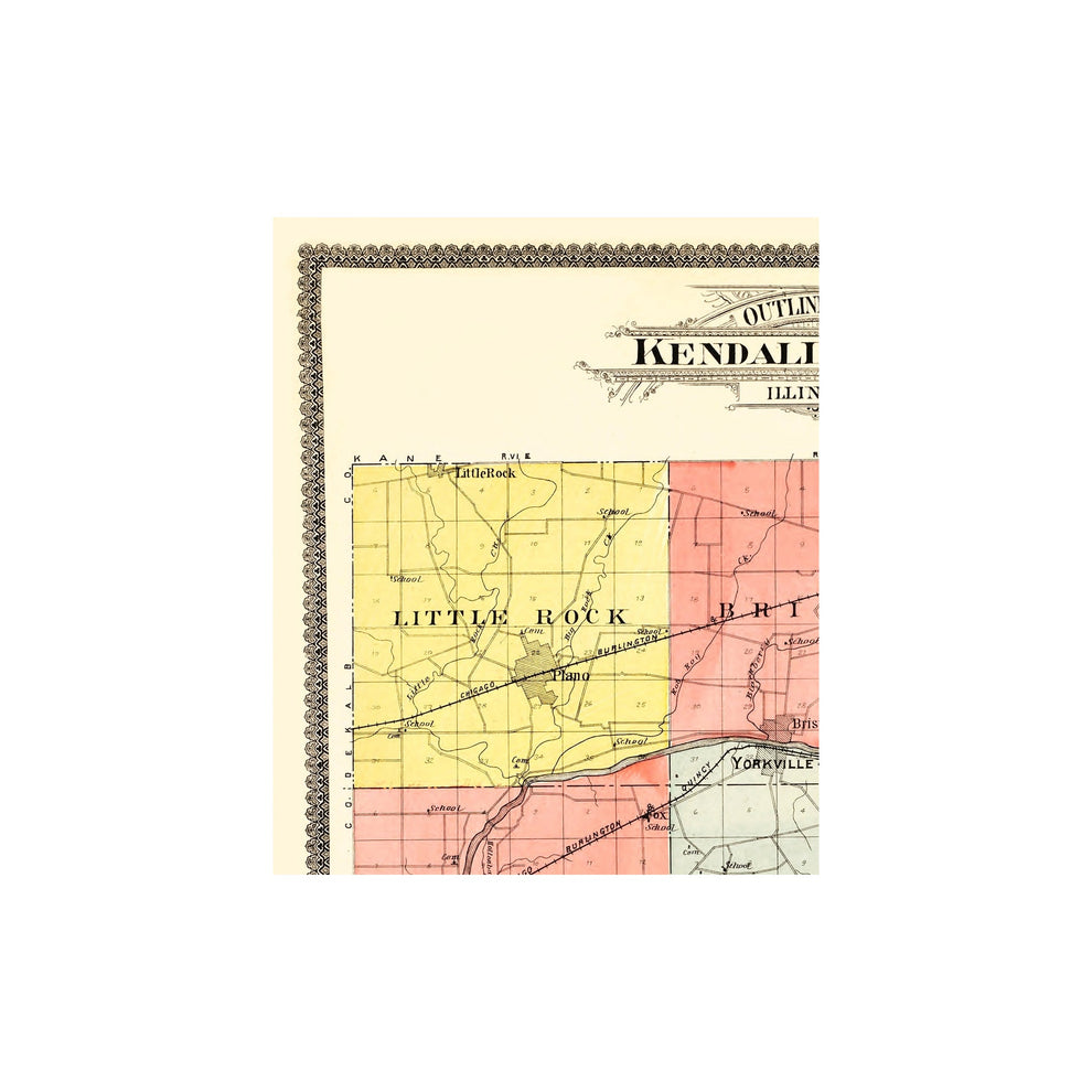Historic County Map - Kendall County Illinois - Ogle 1903 - 23 x 27.70 ...