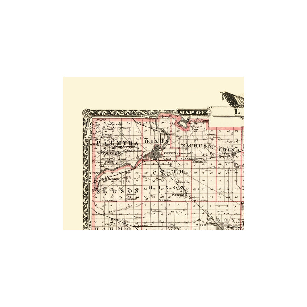 Historic County Map - Lee County Illinois - Warner 1870 - 23 x 27.17 ...