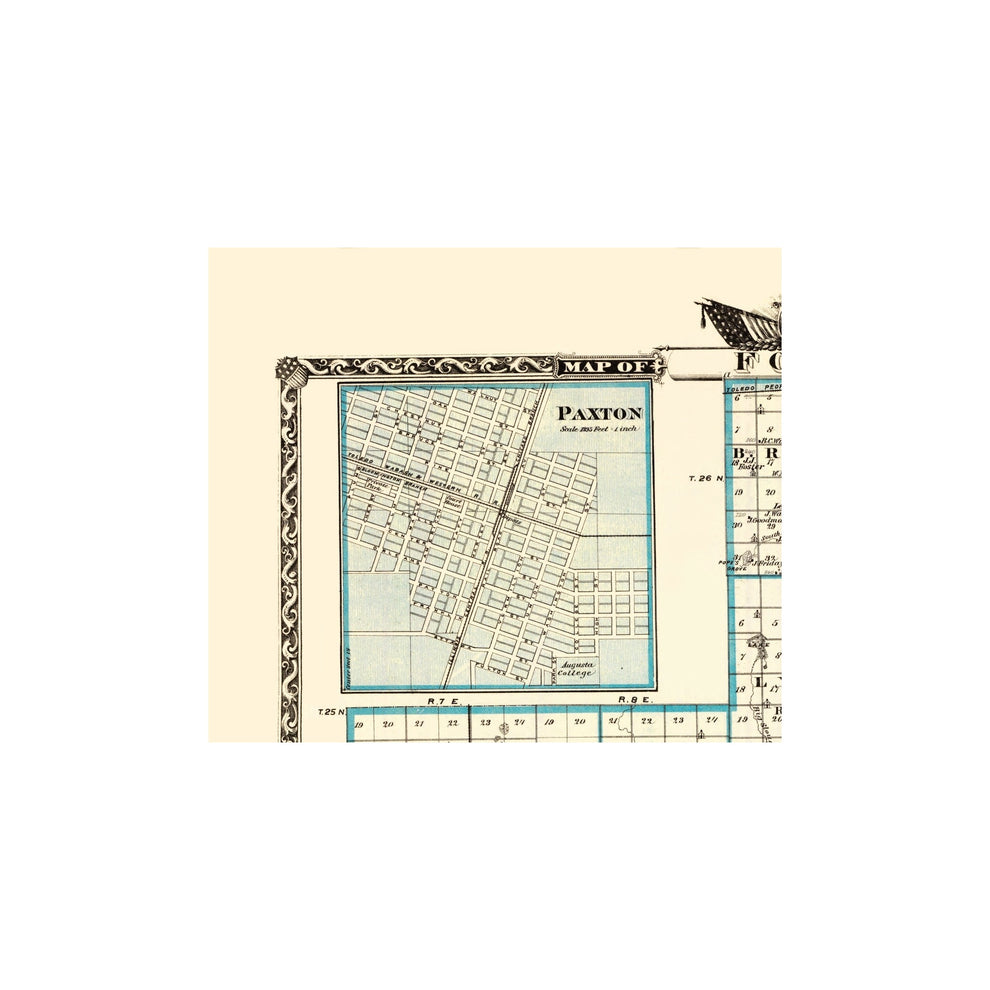 Historic County Map - Ford County Illinois - Warner 1870 - 23 x 26.64 ...