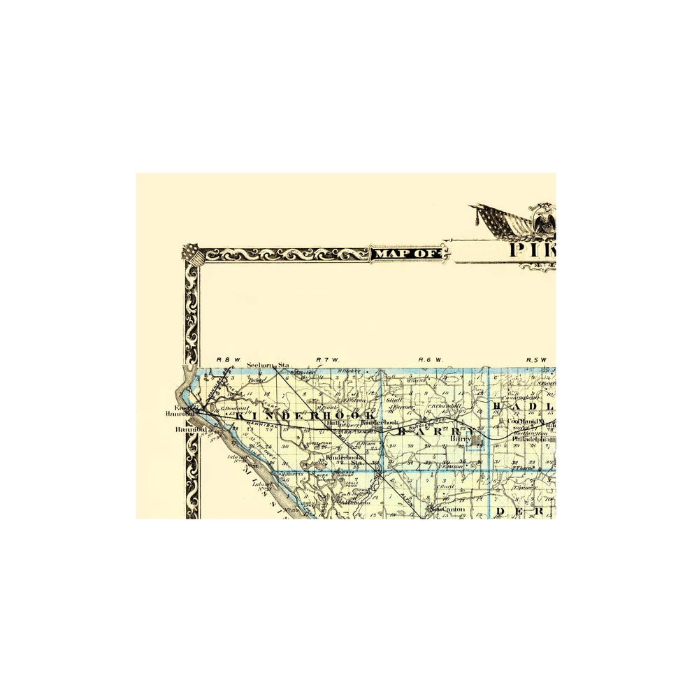 Historic County Map - Pike County Illinois - Warner 1870 - 23 x 27.94 ...