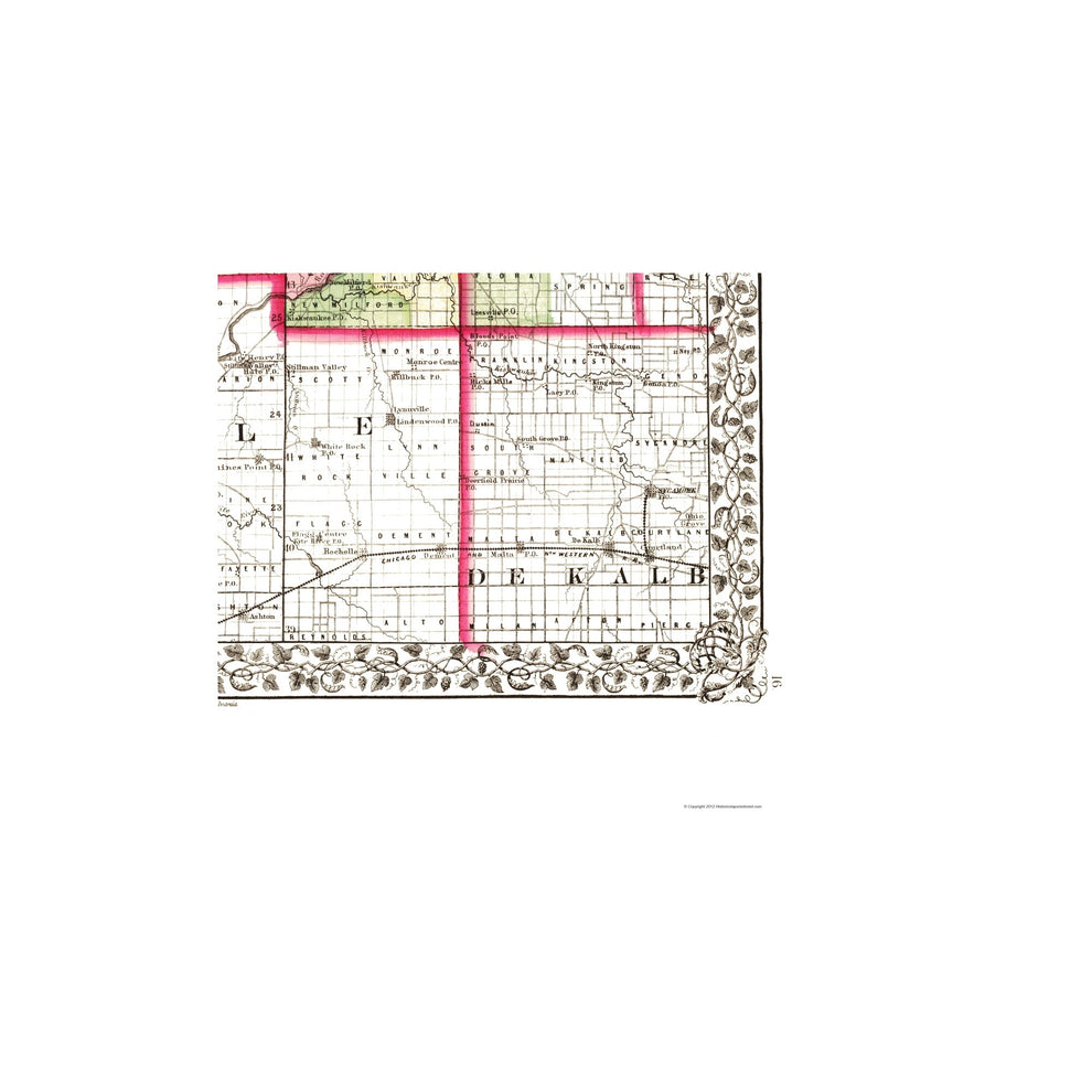 Historic County Map - Stephenson Winnebago Boone Counties Illinois - C ...