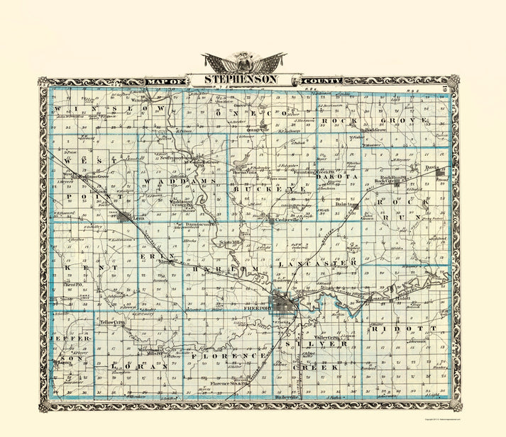 Historic County Map - Stephenson County Illinois - Warner 1876 - Vinta ...