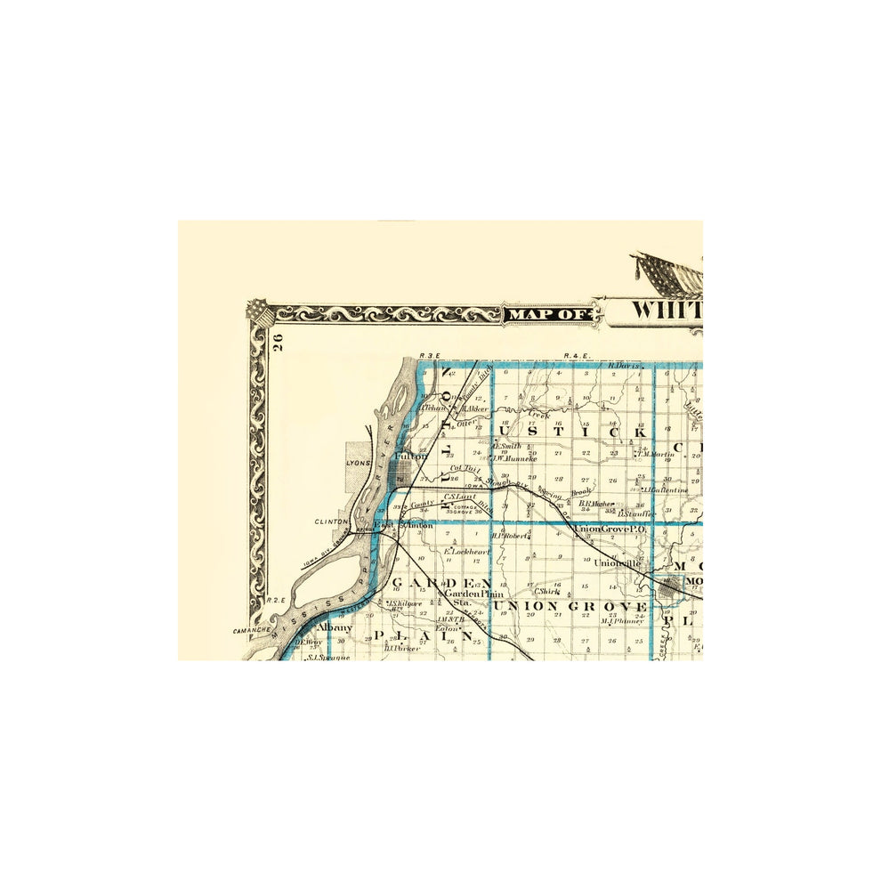 Historic County Map - Whiteside County Illinois - Warner 1870 - 23 x 2 ...