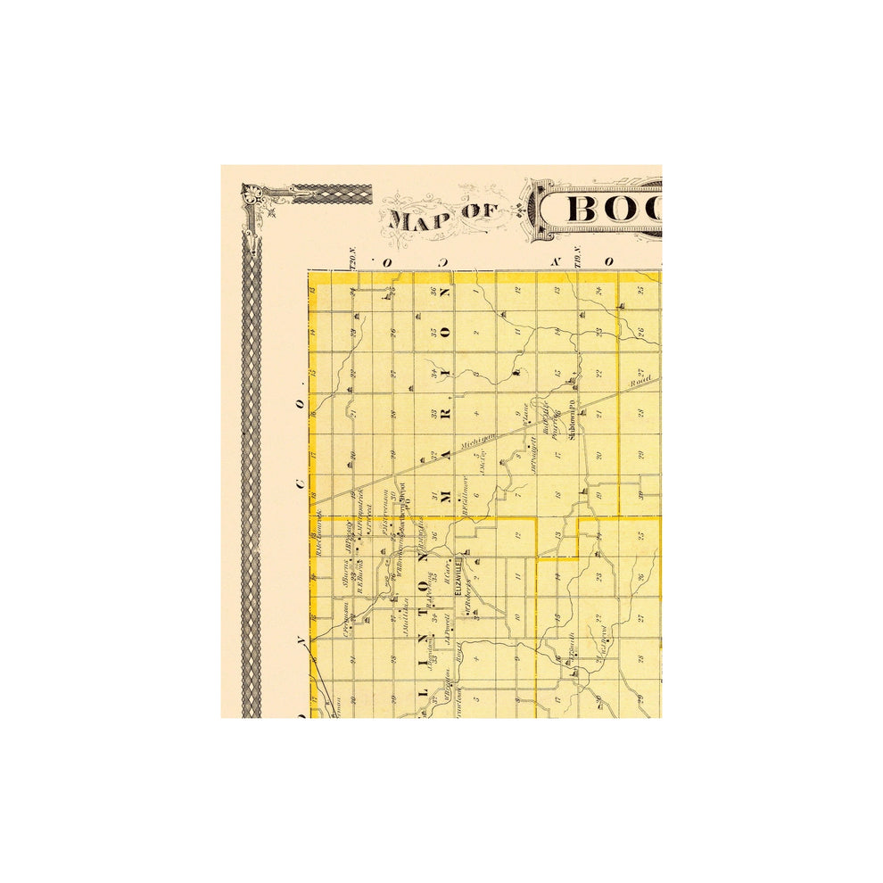 Historic County Map - Boone County Indiana - Andreas 1876 - 23 x 28.88 ...