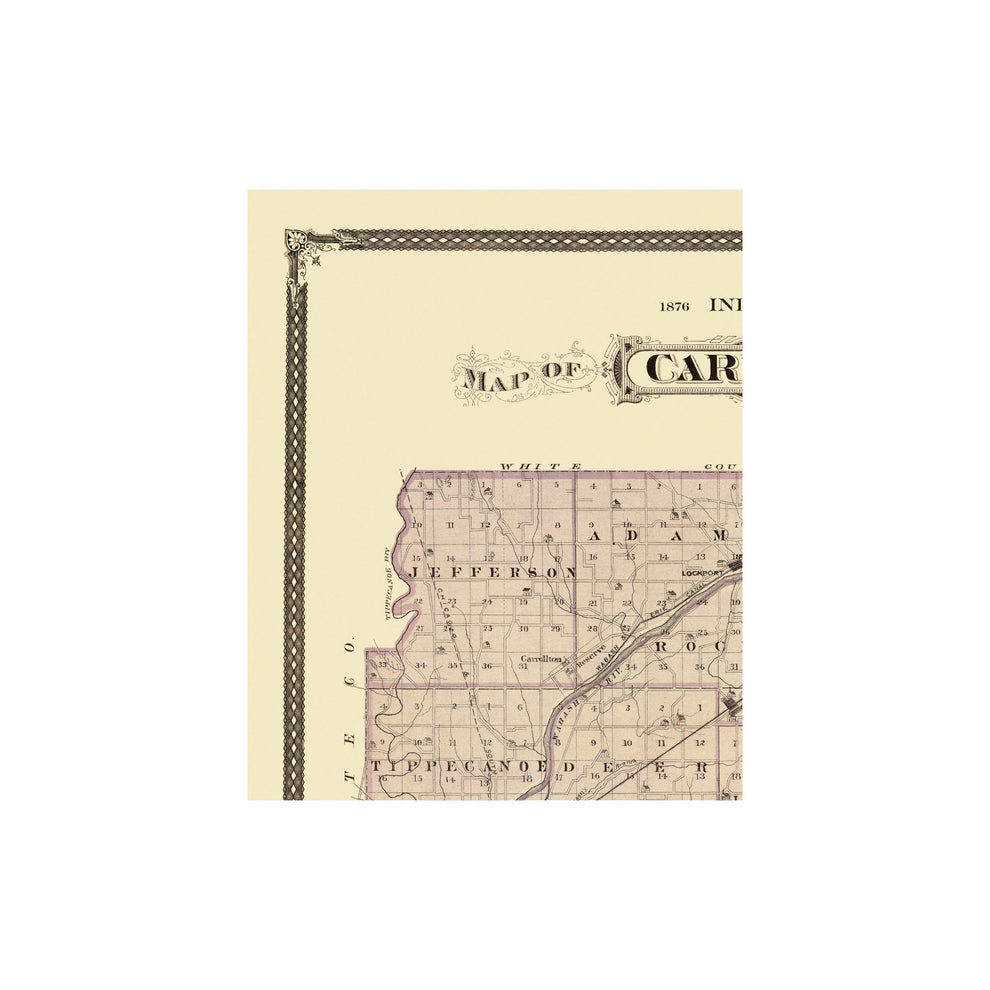 Historic County Map - Carroll County Indiana - Andreas 1876 - 23 x 28 ...