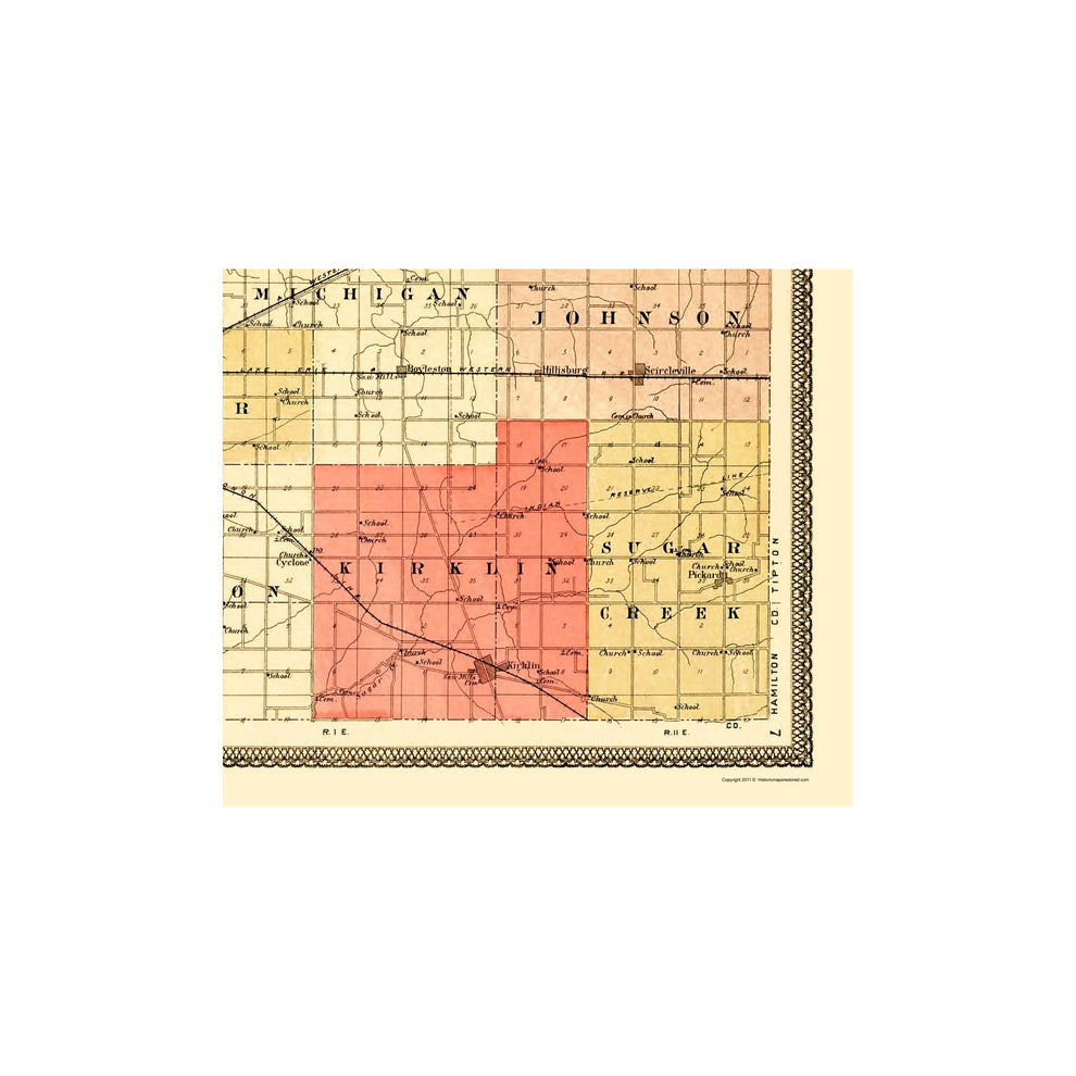 Historic County Map - Clinton County Indiana -Andreas 1903 - 23 x 26.9 ...