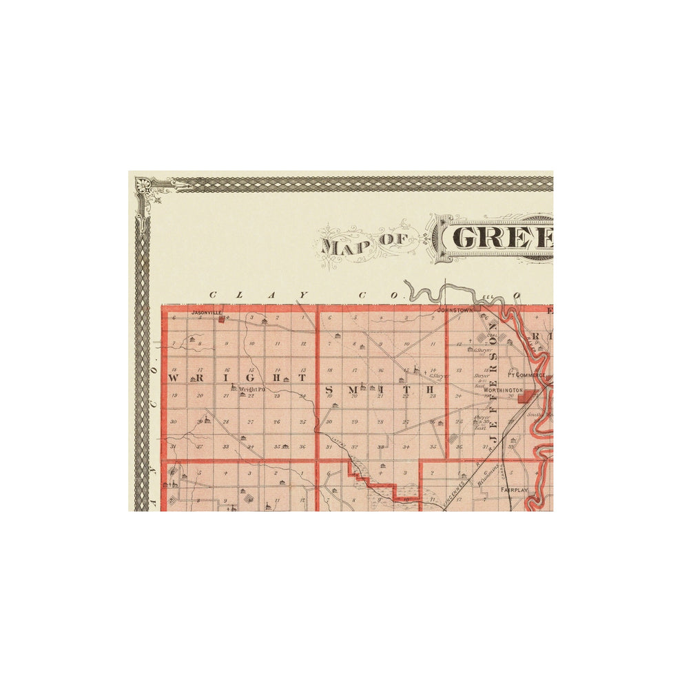 Historic County Map - Greene County Indiana - Andreas 1876 - 23 x 29 ...