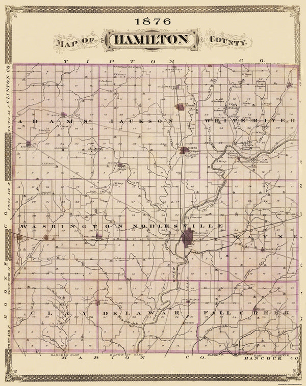 Historic County Map - Hamilton County Indiana - Andreas 1876 - Vintage ...