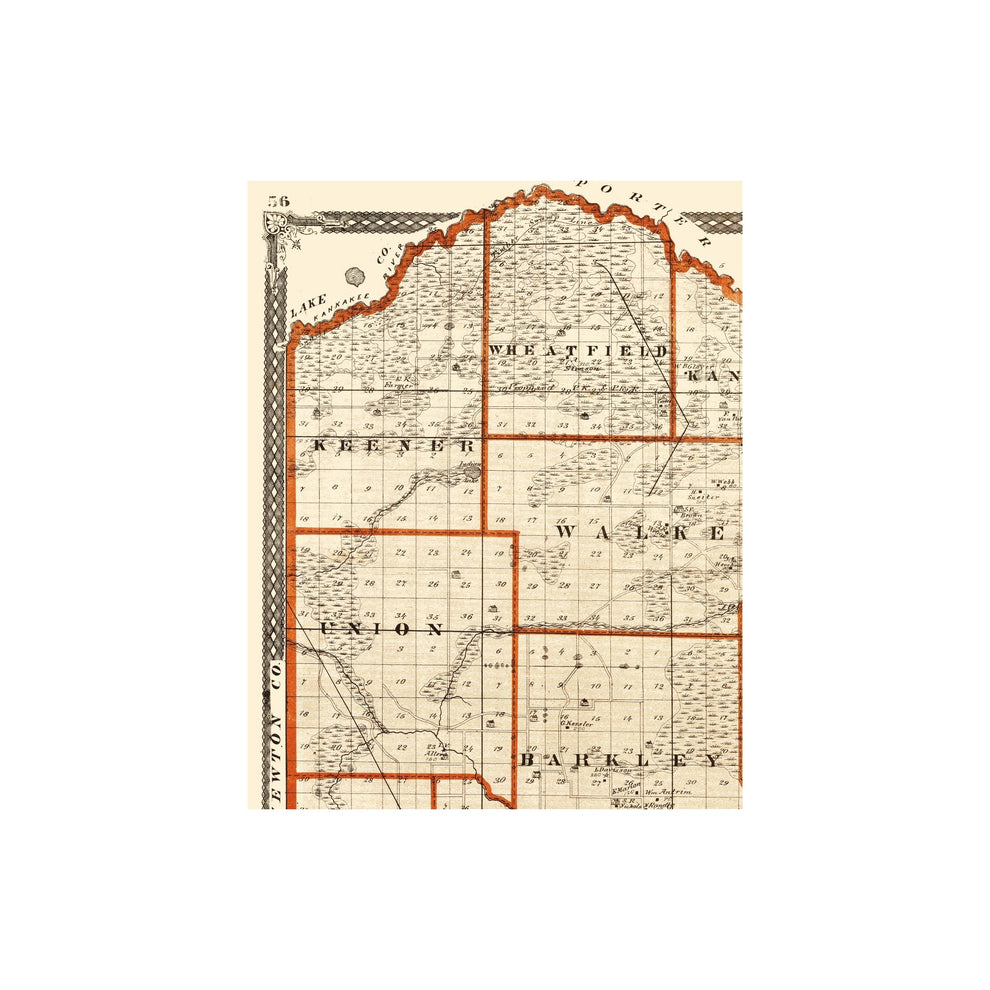 Historic County Map - Jasper County Indiana - Baskin 1876 - 23 x 29.22 ...
