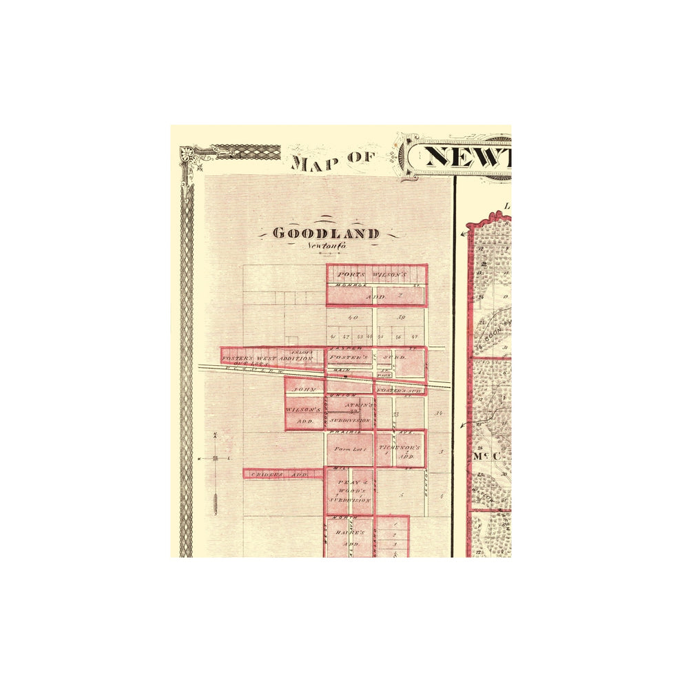 Historic County Map - Newton County Indiana - Baskin 1876 - 23 x 29.19 ...