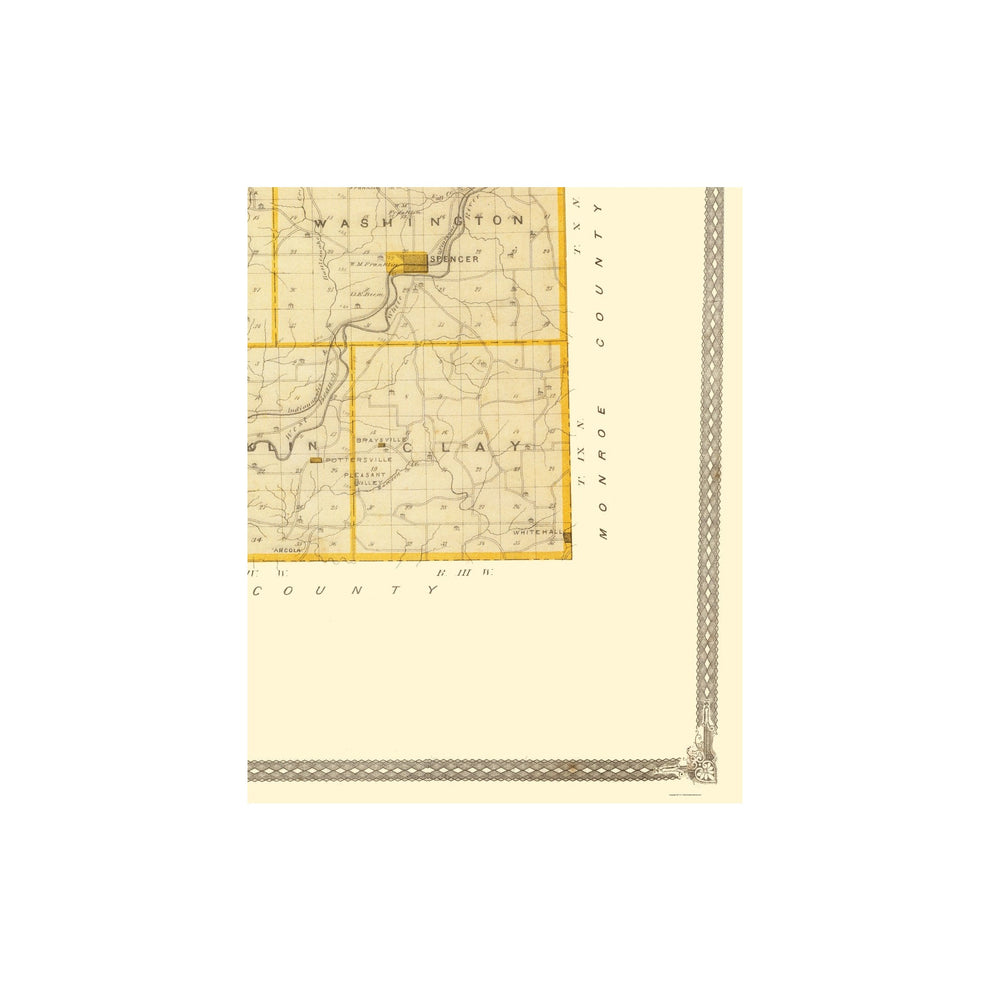 Historic County Map - Owen County Indiana - Baskin 1876 - 23 x 28.65 ...