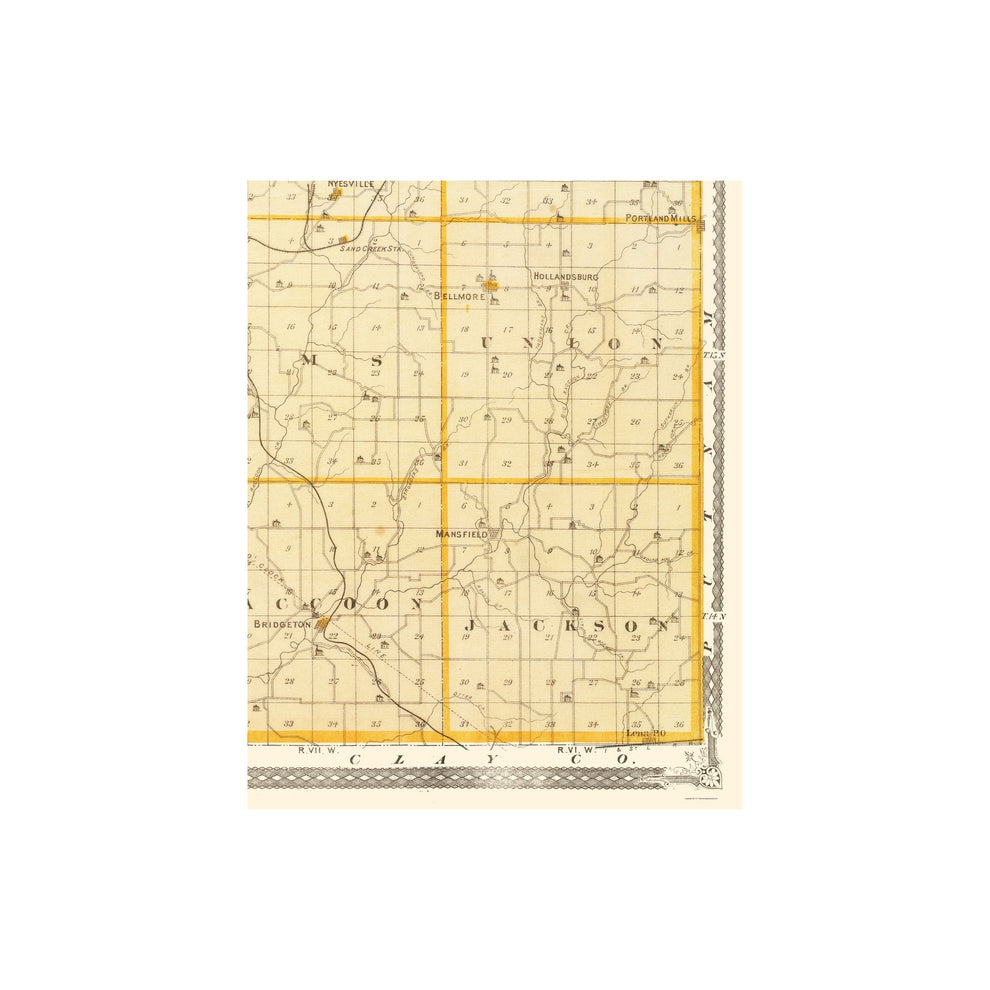 Historic County Map - Parke County Indiana - Baskin 1876 - 23 x 29.22 ...
