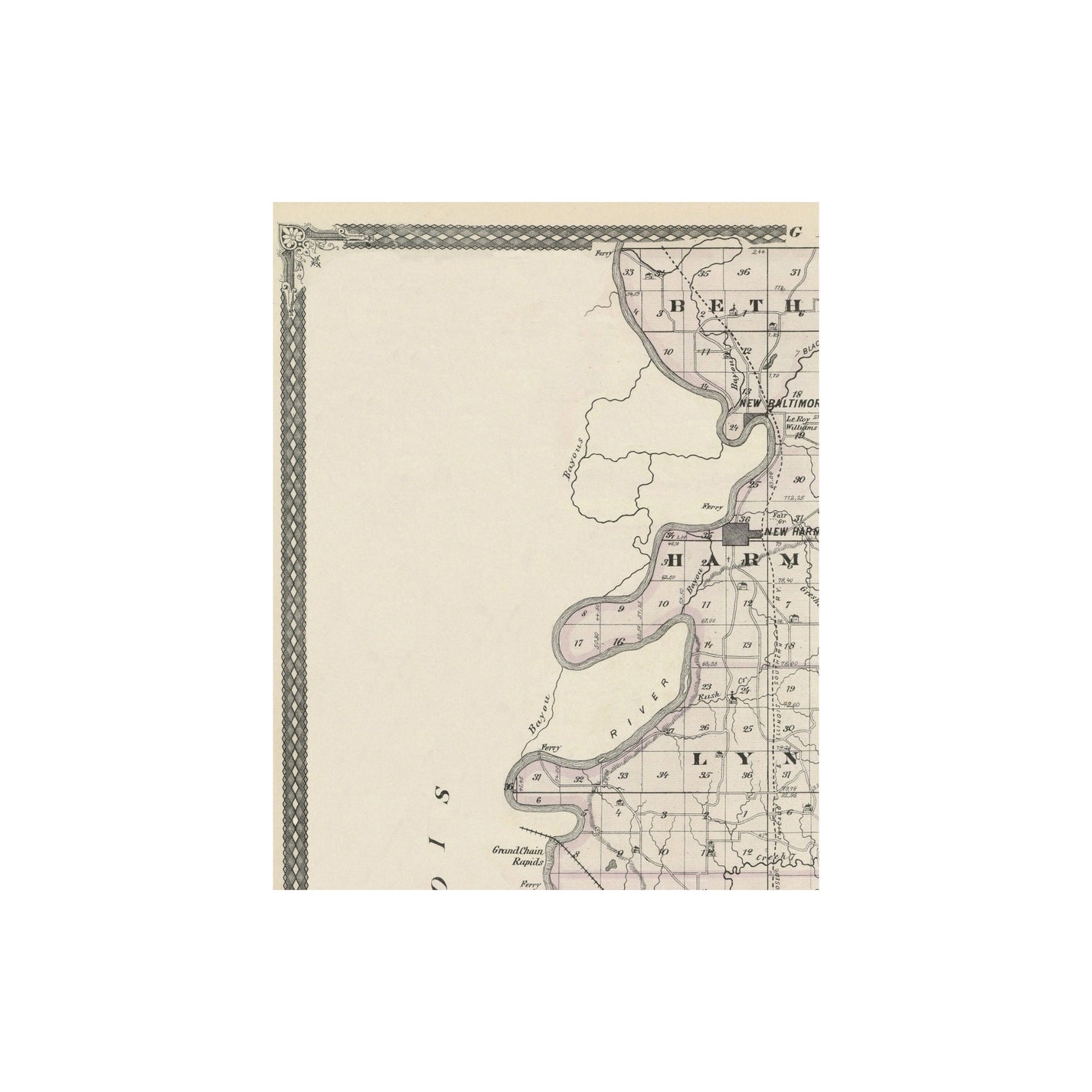 Historic County Map - Posey County Indiana - Andreas 1876 - 23 x 29 ...