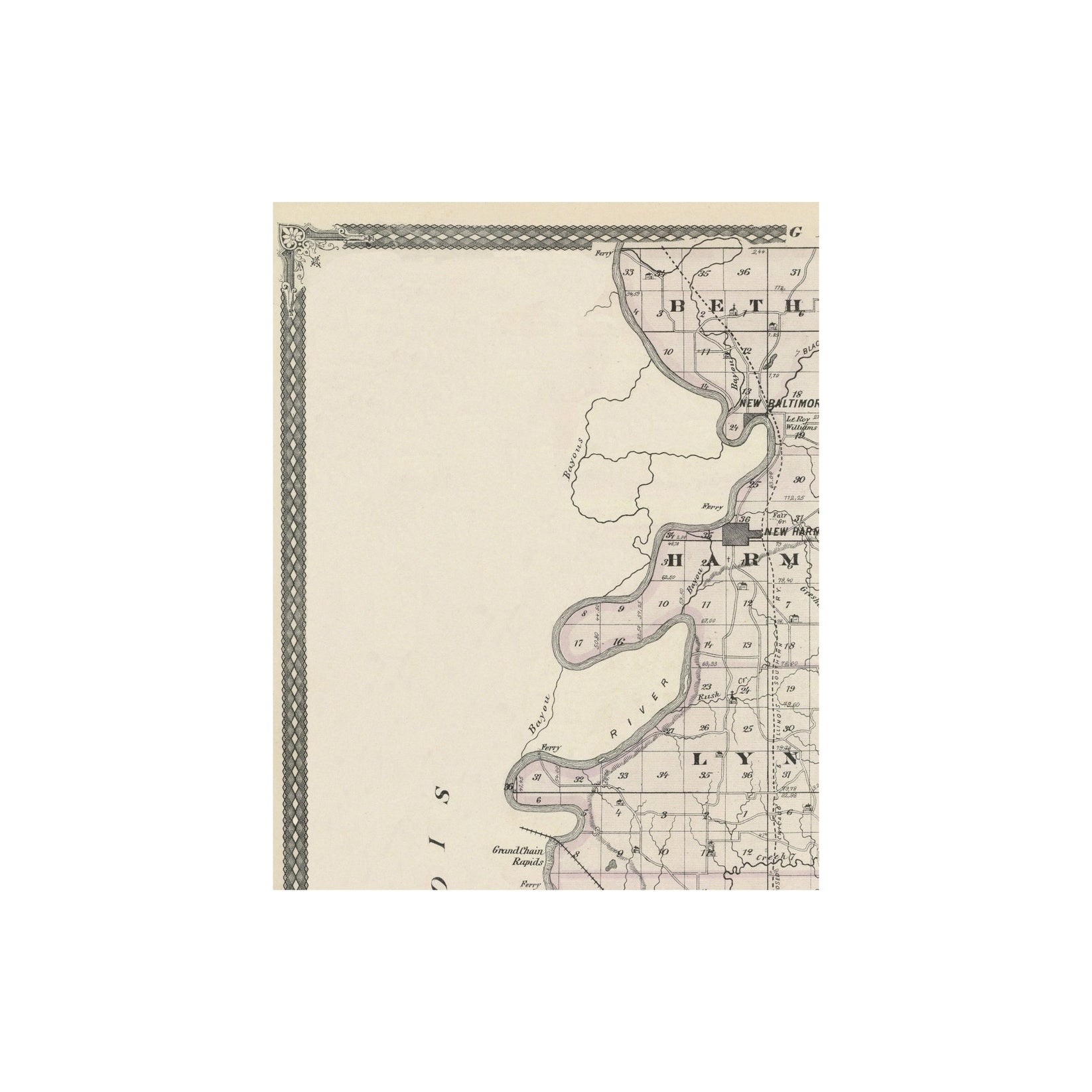 Historic County Map - Posey County Indiana - Andreas 1876 - 23 x 29 ...